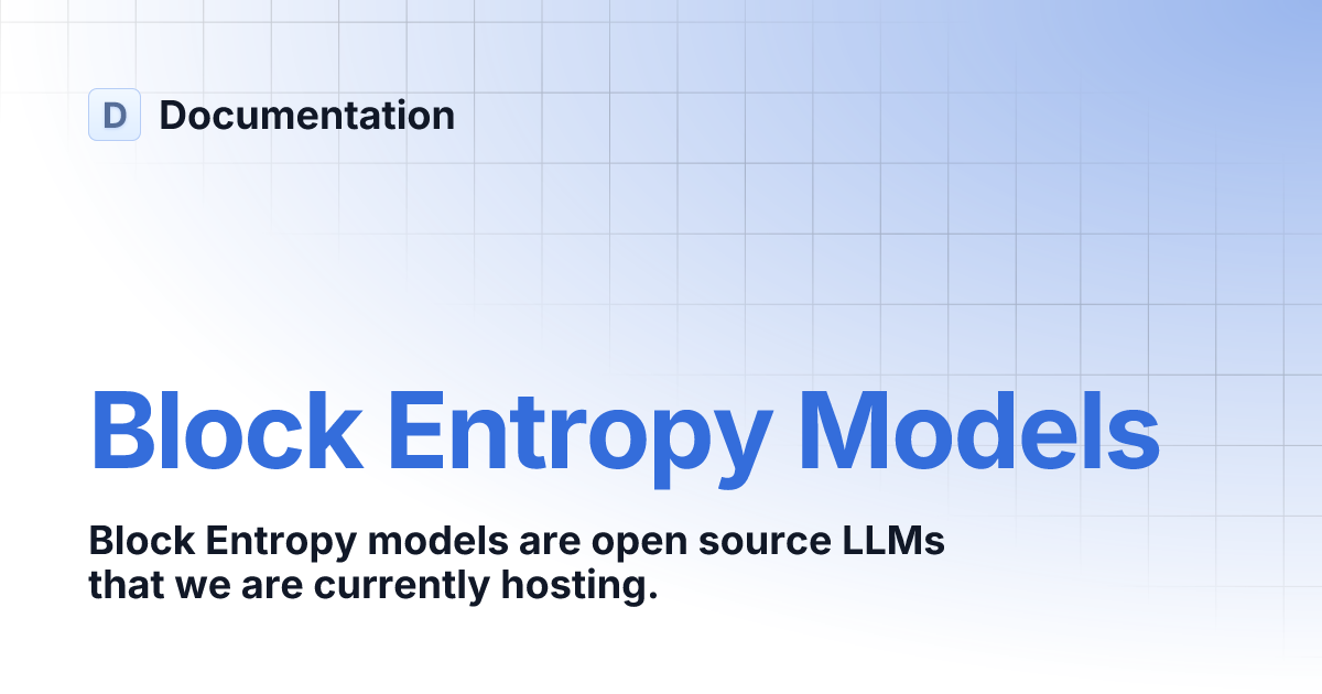 Block Entropy Models | Documentation